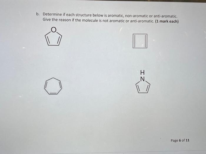 Solved b. Determine if each structure below is aromatic, | Chegg.com