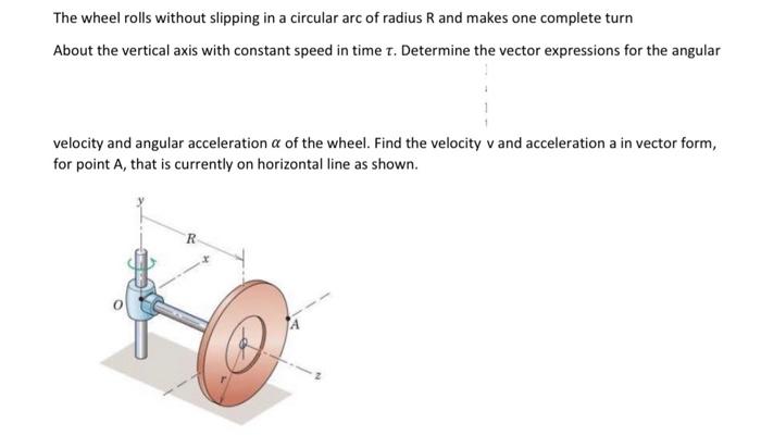 Solved The wheel rolls without slipping in a circular arc of | Chegg.com