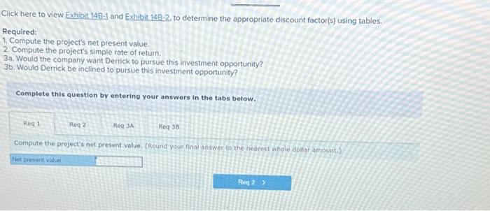 Solved Exercise 14-9 (Algo) Net Present Value Analysis and | Chegg.com