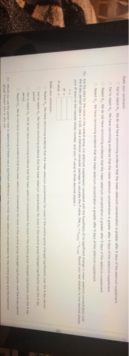 Solved A deficiency of the trace element selenium in the | Chegg.com