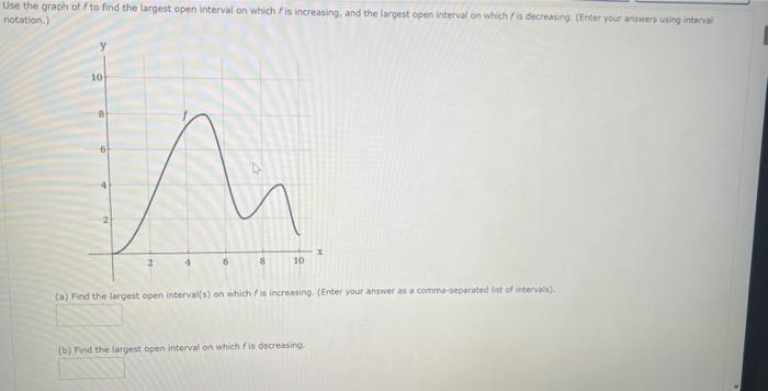 Solved Use the graph of f to find the largest open interval | Chegg.com
