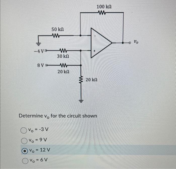 Solved Determine v0 for the circuit shown | Chegg.com