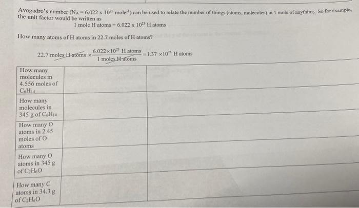 Solved Avogadro's number (NA=6.022×1023 mole −1) can be used | Chegg.com