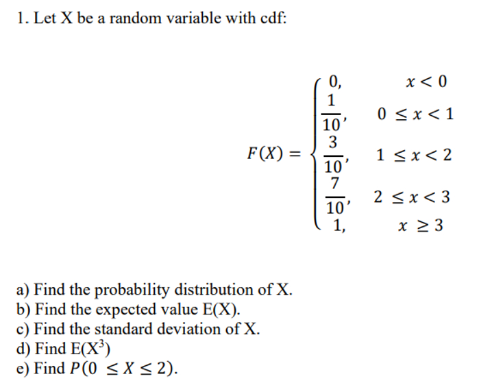 Solved Let x ﻿be a random variable with | Chegg.com