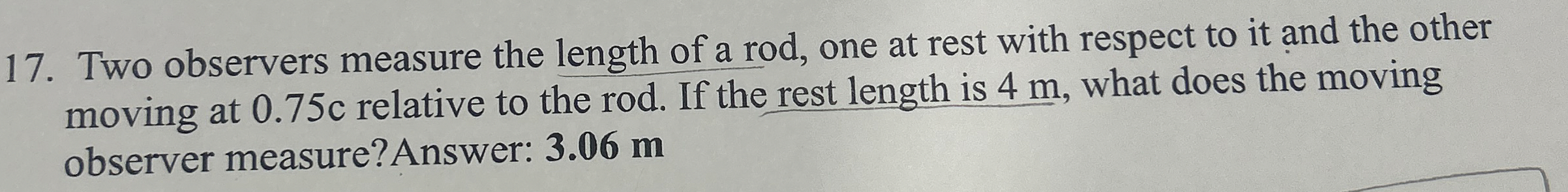 Solved Two observers measure the length of a rod, one at | Chegg.com