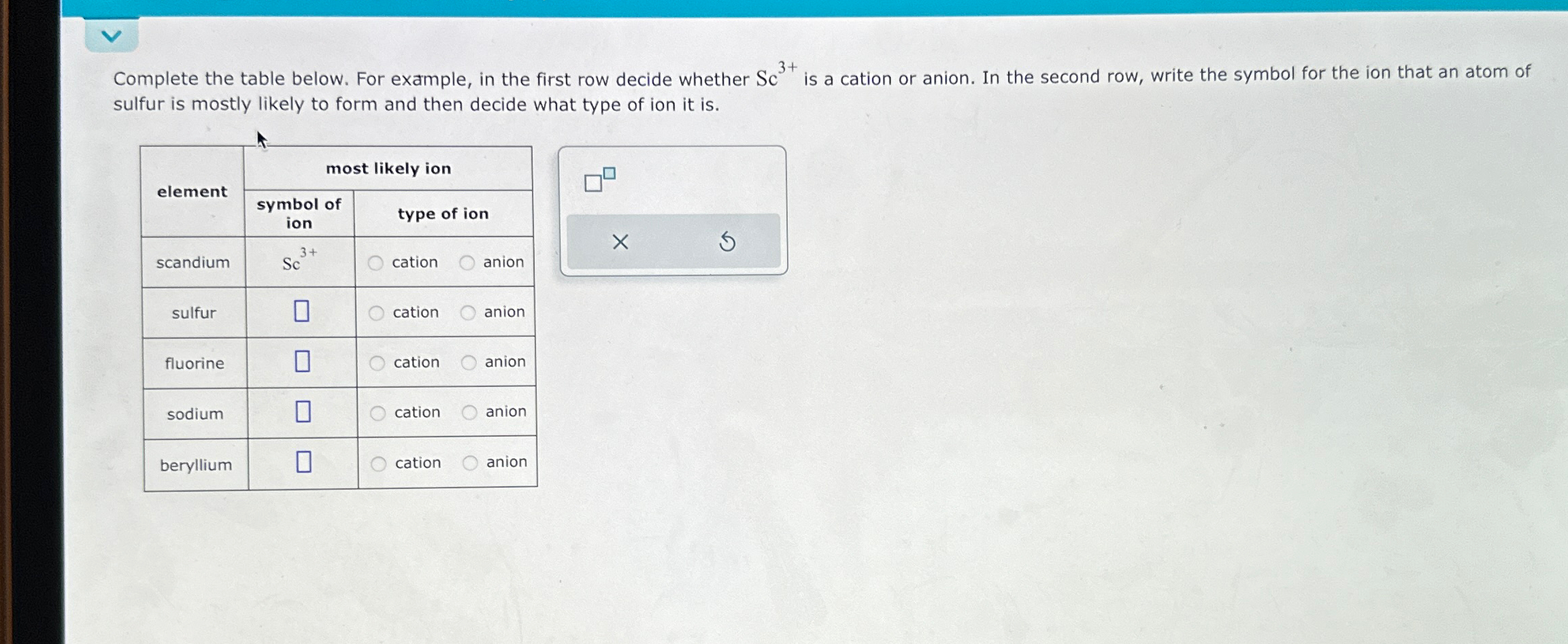 Solved Complete the table below. For example, in the first | Chegg.com
