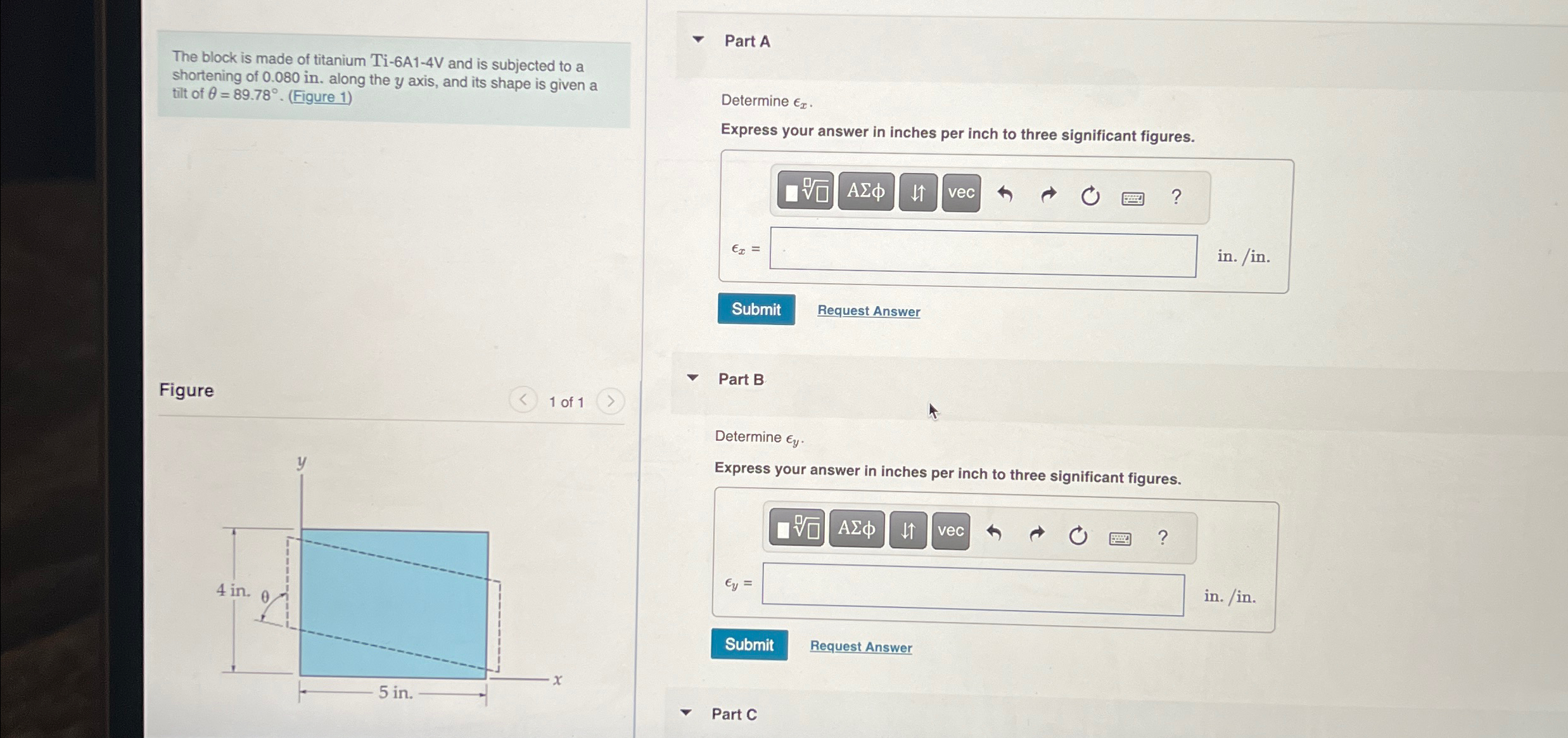 Solved The block is made of titanium Ti-6A1-4V and is | Chegg.com
