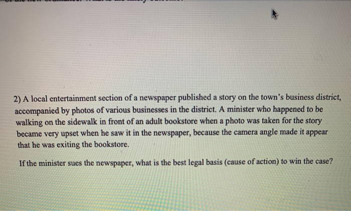 Solved 2) A local entertainment section of a newspaper | Chegg.com