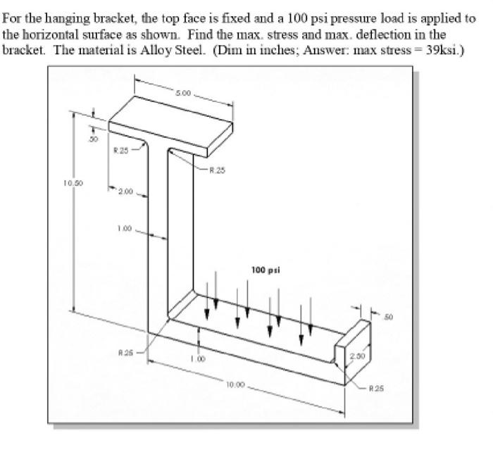 Solved For the hanging bracket, the top face is fixed and a | Chegg.com