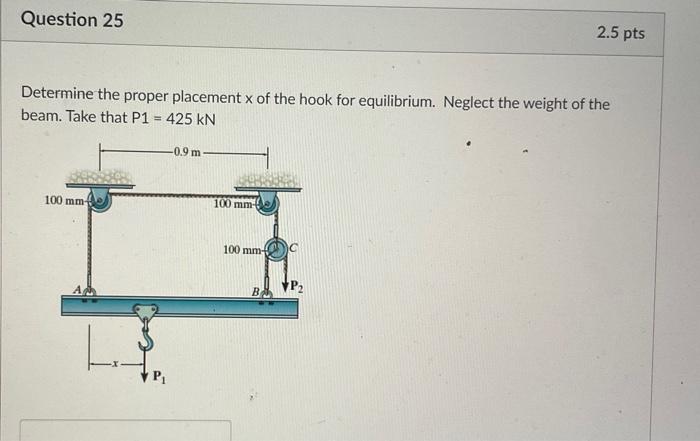 Determine the proper placement x of the hook for | Chegg.com