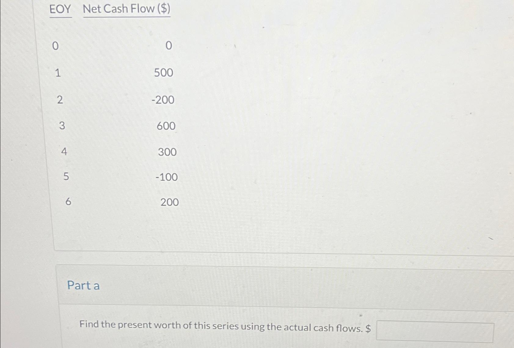 Solved EOY Net Cash Flow | Chegg.com