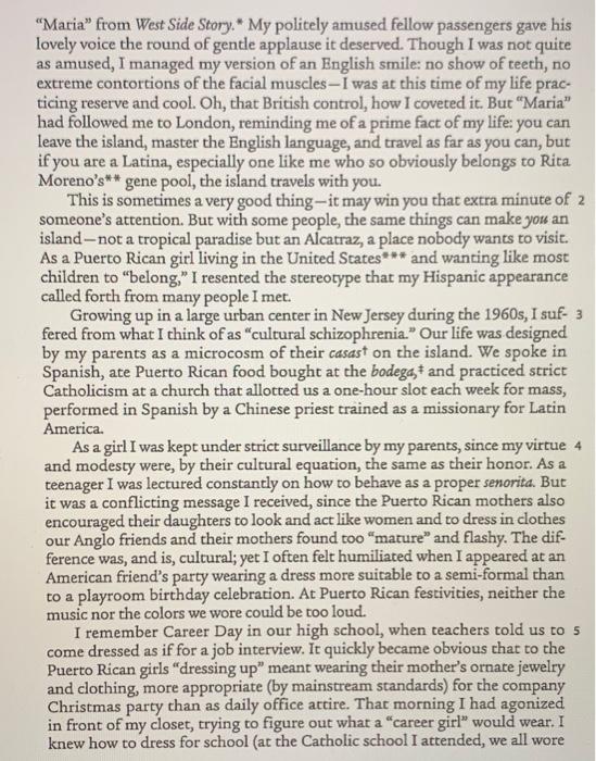 Solved The Myth of the Latin Woman: I Just Met a Girl Named | Chegg.com