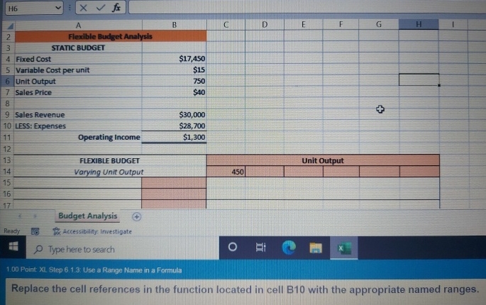 Solved H6Budget AnalysisReady 8 ﻿in Accessibility: | Chegg.com