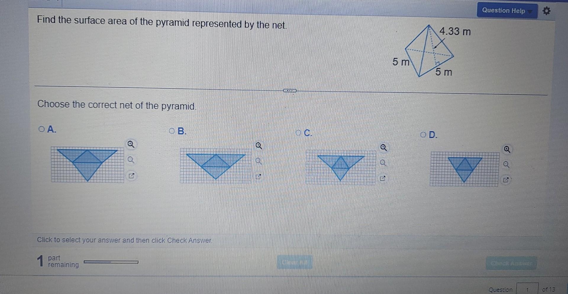 Solved Find the surface area of the pyramid represented by | Chegg.com