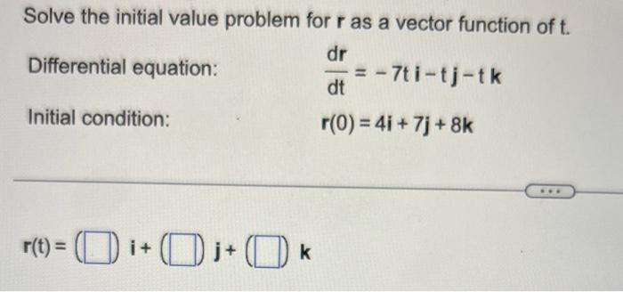 Solved Solve the initial value problem for r as a vector | Chegg.com