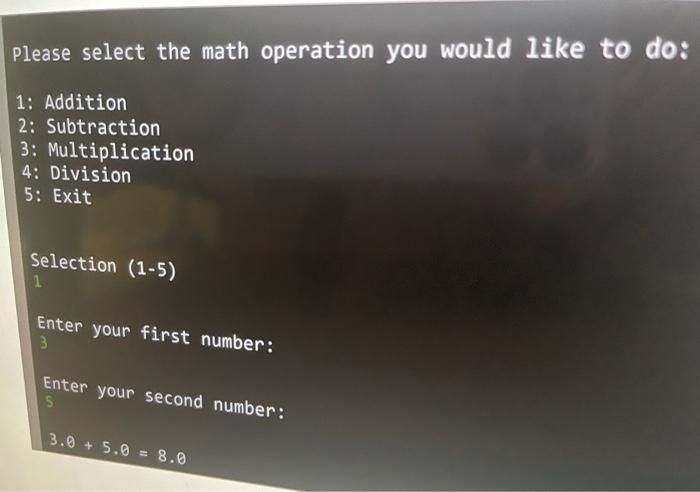Solved Assignment 2: Java Basic Math Operations Program | Chegg.com