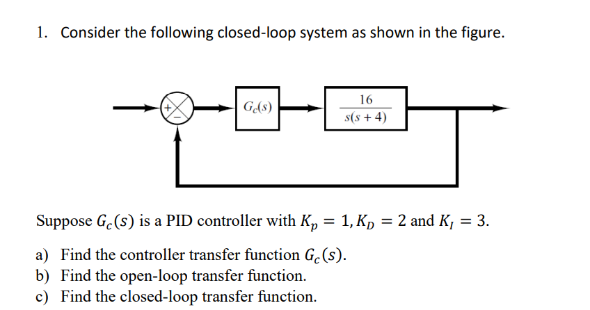 Solved a) ﻿Find the controller transfer function Gc(s).b) | Chegg.com