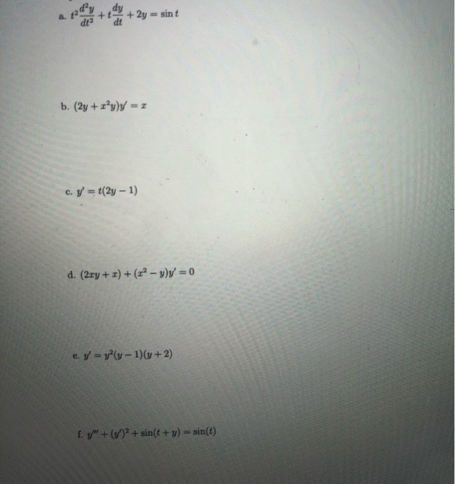 Solved 1. For each of the following differential equations, | Chegg.com