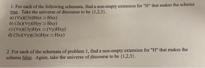 Solved A 1 For Each Of The Following Schemata Find A