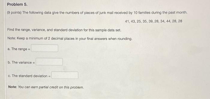 Solved Problem 5 9 Points The Following Data Give The 7062