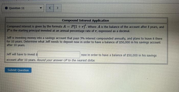 Solved Question 11 Compound Interest Application Compound | Chegg.com