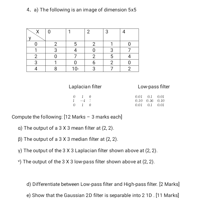 Solved a) ﻿The following is an image of dimension | Chegg.com