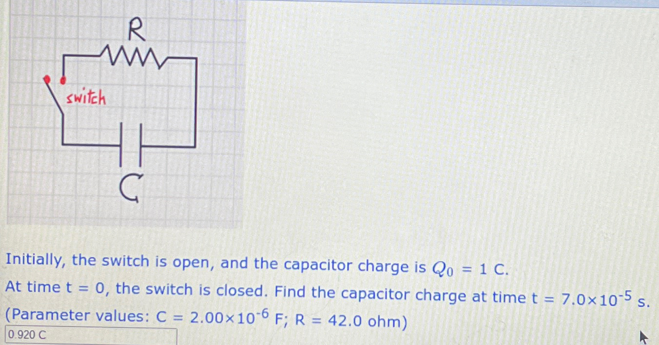Solved Initially, the switch is open, and the capacitor | Chegg.com