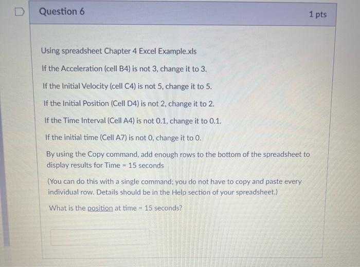 Solved In spreadsheet Chapter 4 Excel Example.xls When you | Chegg.com