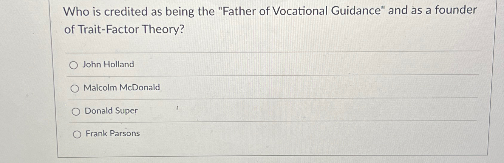 Solved Who is credited as being the "Father of Vocational | Chegg.com