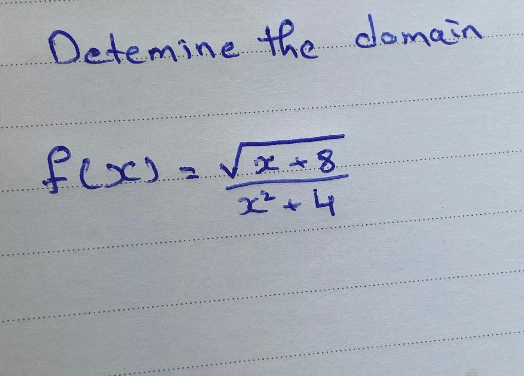 Solved Detemine the domainf(x)=x+82x2+4 | Chegg.com