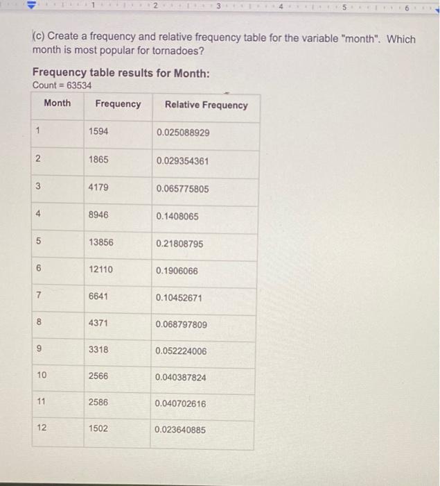 Solved 6 (c) Create a frequency and relative frequency table | Chegg.com