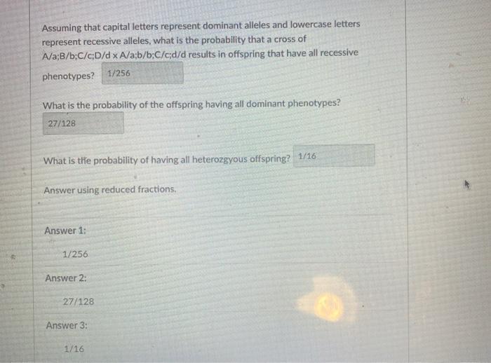 Solved Assuming that capital letters represent dominant | Chegg.com