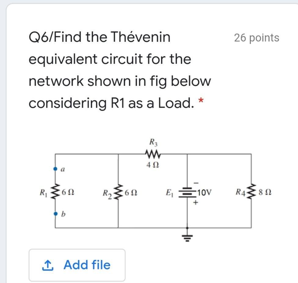 Solved 26 points Q6/Find the Thévenin equivalent circuit for | Chegg.com