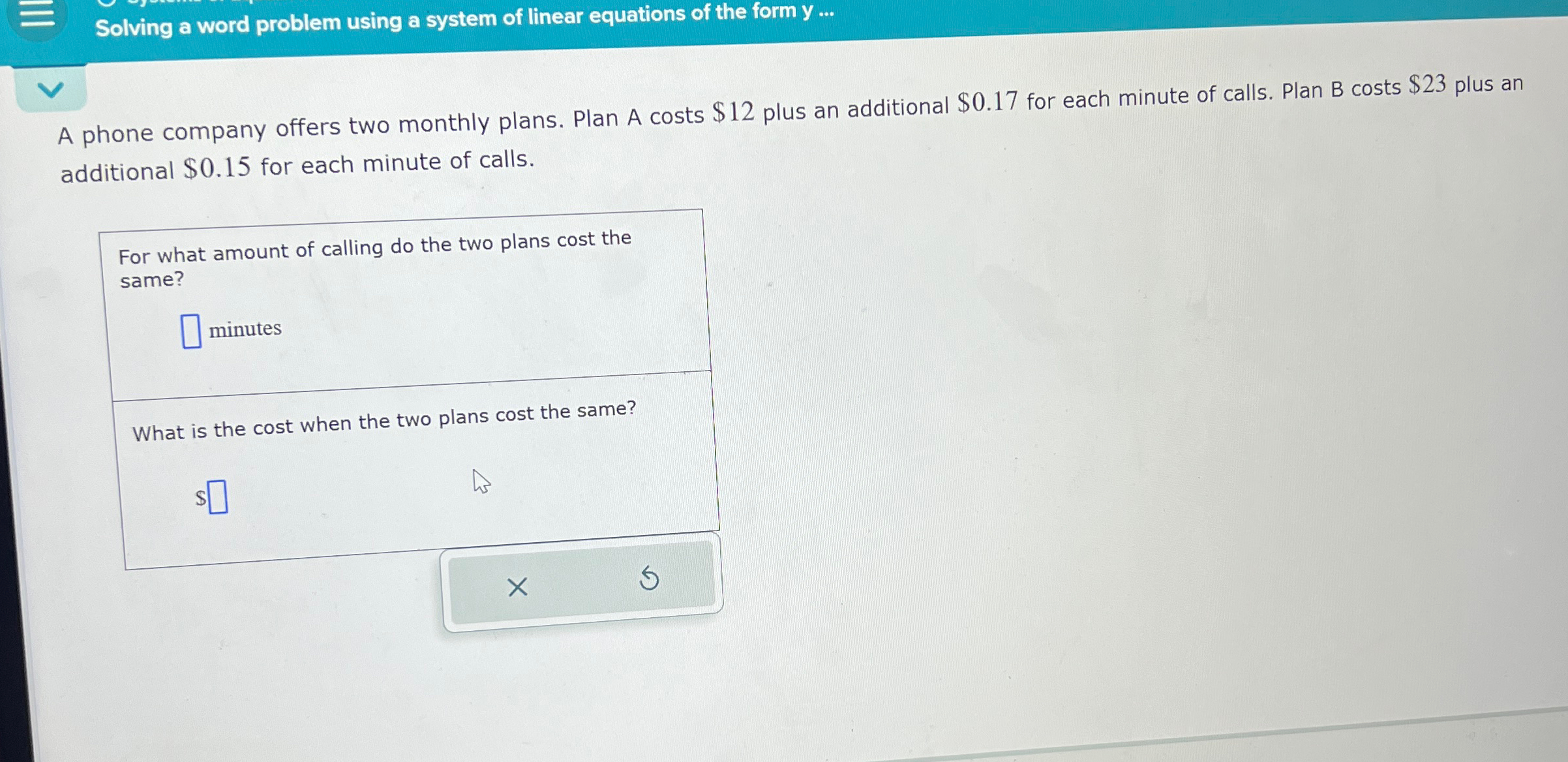 Solved Solving A Word Problem Using A System Of Linear