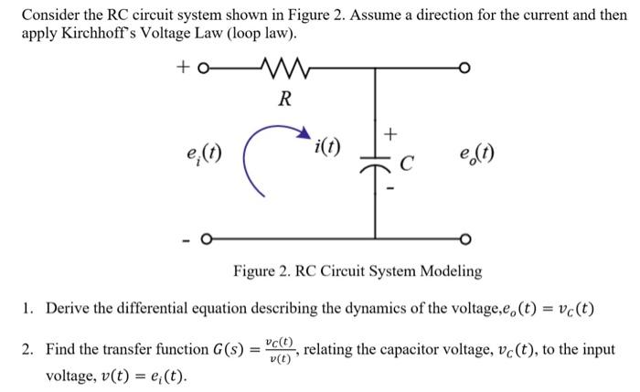 Solved Consider the RC circuit system shown in Figure 2. | Chegg.com