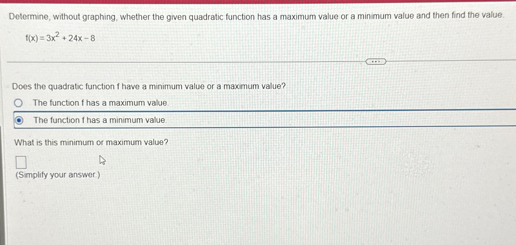 Solved Determine, without graphing, whether the given | Chegg.com