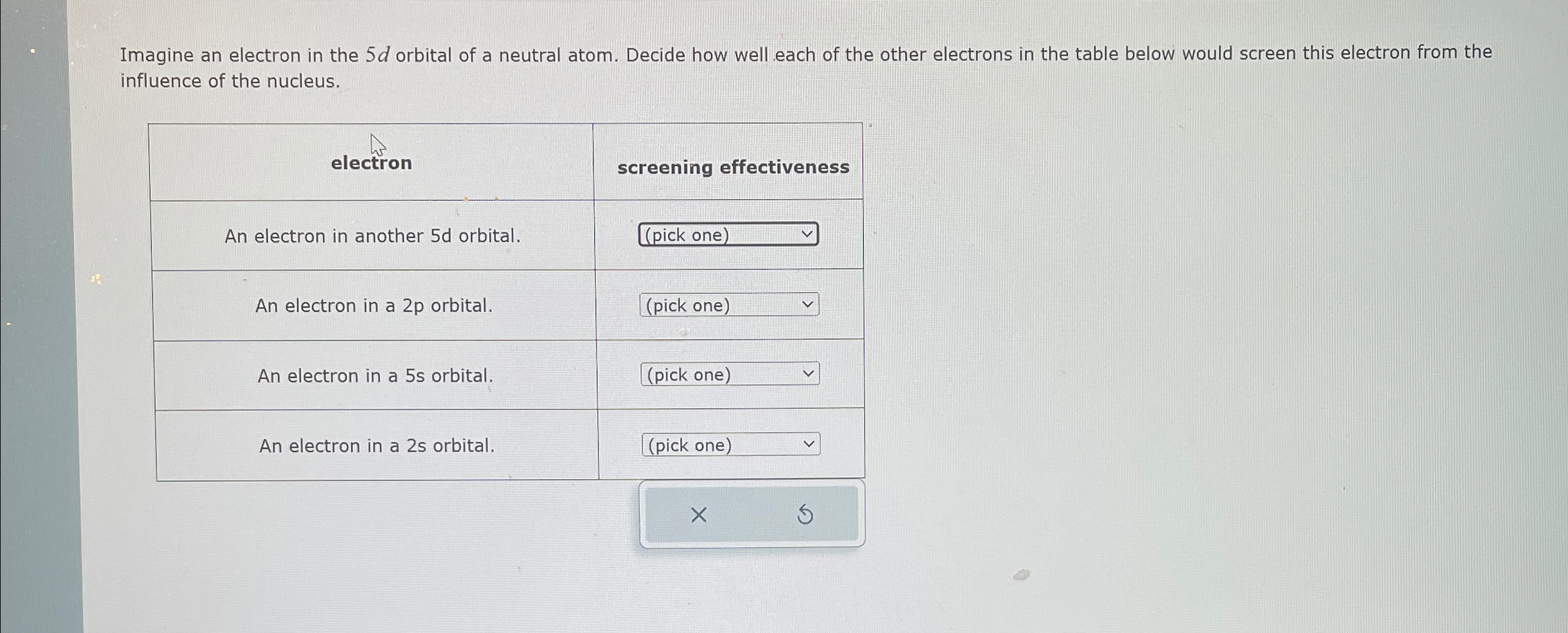 Solved Imagine an electron in the 5d ﻿orbital of a neutral | Chegg.com