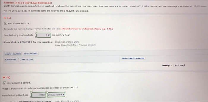 Solved Exercise 14-5a-c (Part Level Submission) Swifty | Chegg.com