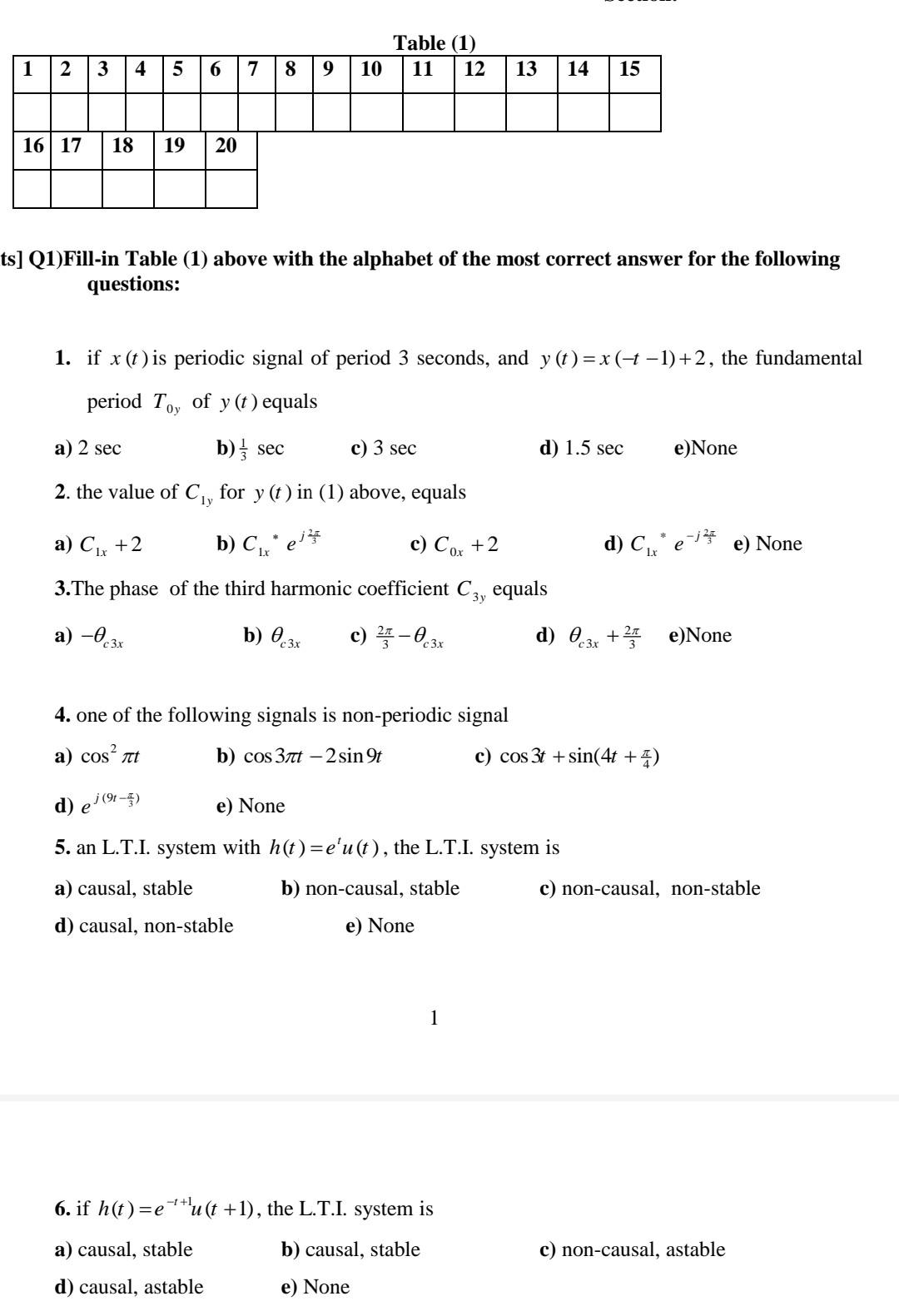 Solved Table (1) 11 12 1 2 3 4 5 6 8 9 10 13 14 15 16 | 17 | Chegg.com