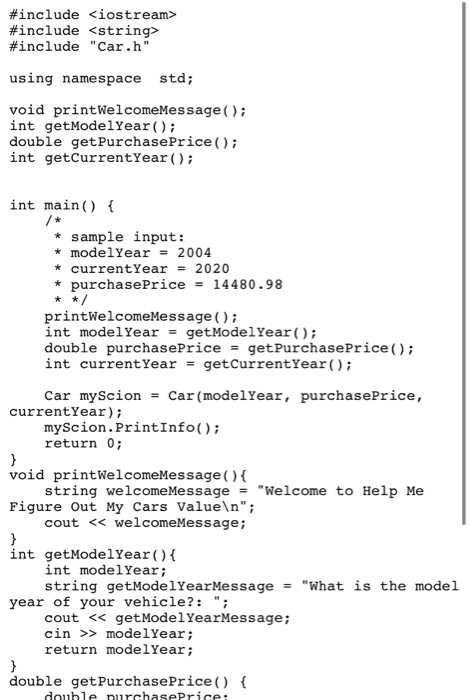 Solved Programming Assignment #5 Help Me Figure Out My Cars | Chegg.com