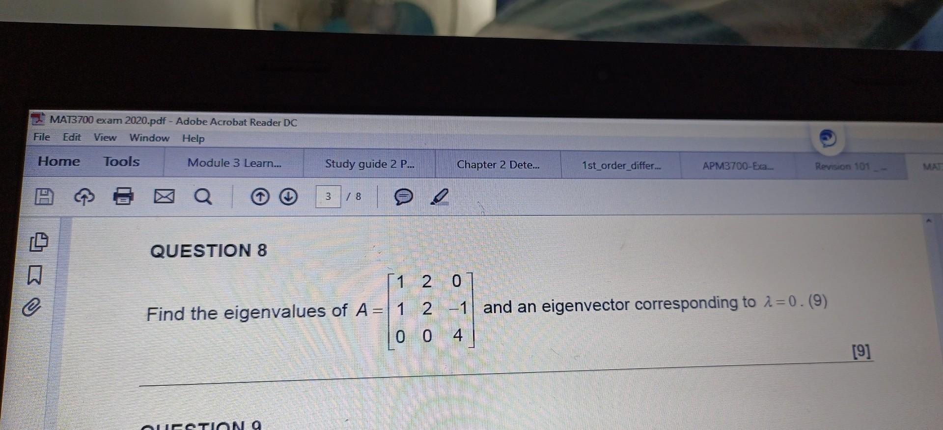 Solved 2 MATB700 exam 2020.pdf - Adobe Acrobat Reader DC | Chegg.com