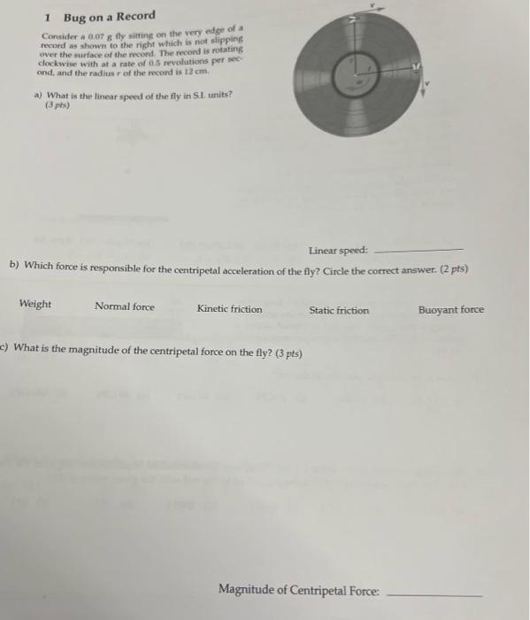 Solved 1 Bug on a Record Consider a o. ot 8 fly sitting on | Chegg.com