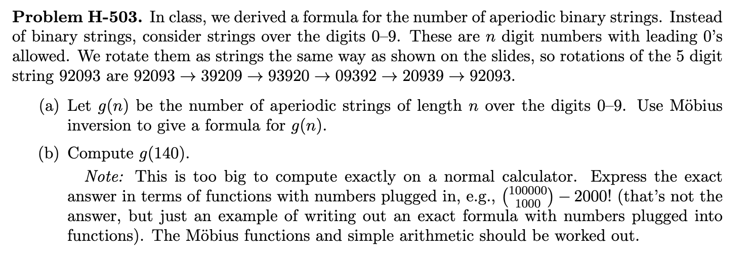 Solved Problem H-503. ﻿In class, we derived a formula for | Chegg.com