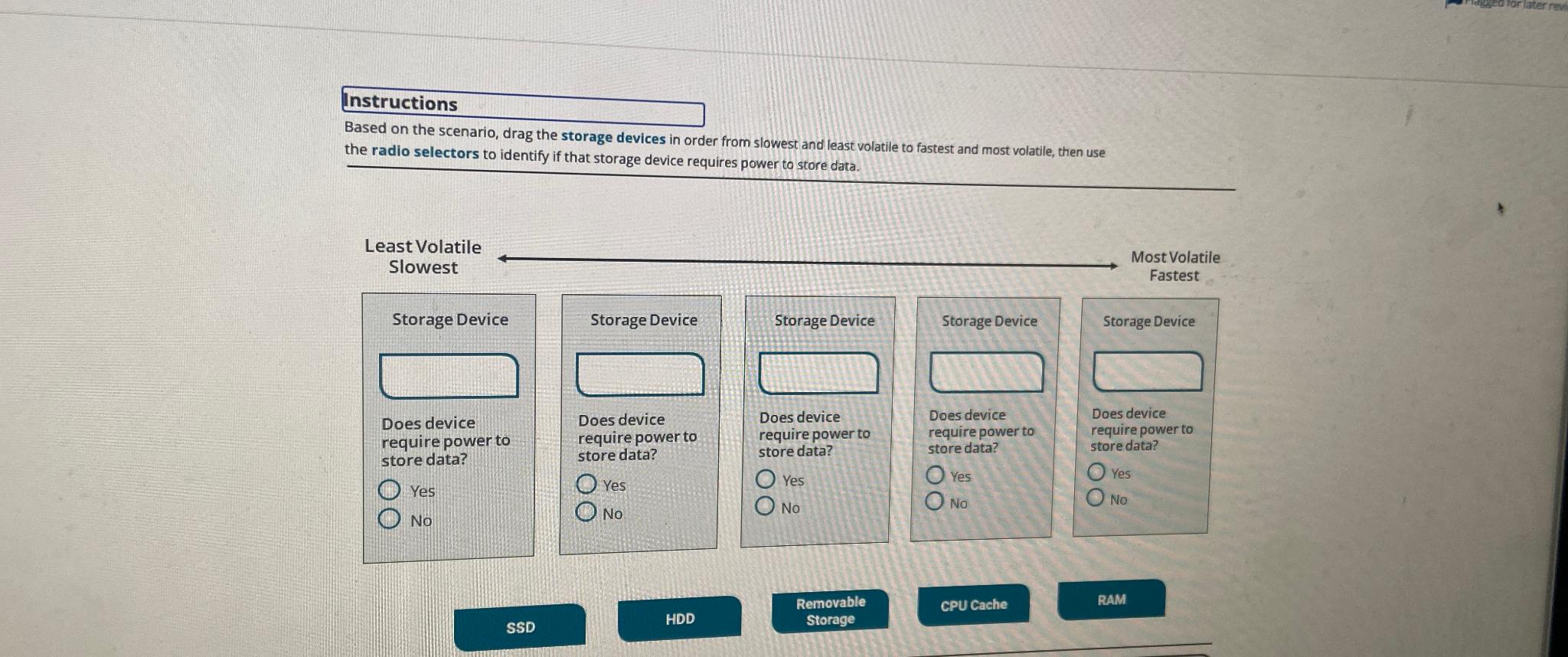 Solved InstructionsBased on the scenario, drag the storage | Chegg.com
