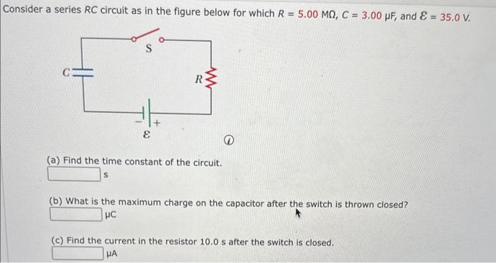 Solved onsider a series RC circuit as in the figure below | Chegg.com