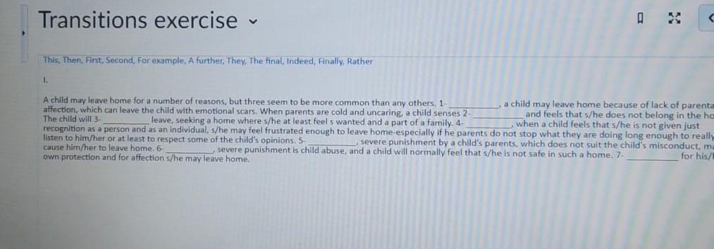 Solved Transitions exercise V A This, Then, First, Second, | Chegg.com