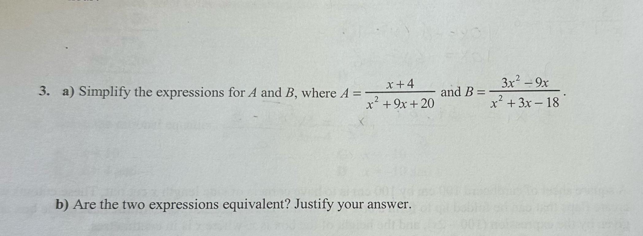 Solved a) ﻿Simplify the expressions for A and B, ﻿where | Chegg.com