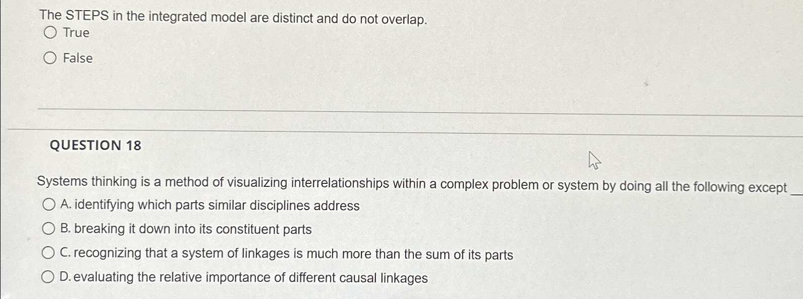 Solved The STEPS in the integrated model are distinct and do | Chegg.com
