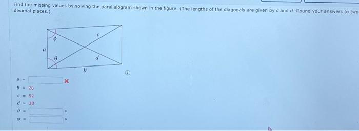 Solved Find the missing values by solving the parallelogram | Chegg.com