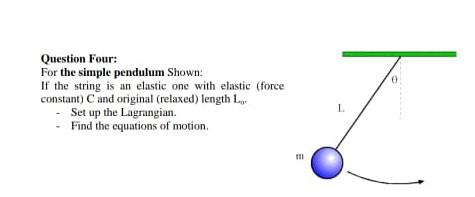 Solved Question Four: For the simple pendulum Shown: If the | Chegg.com